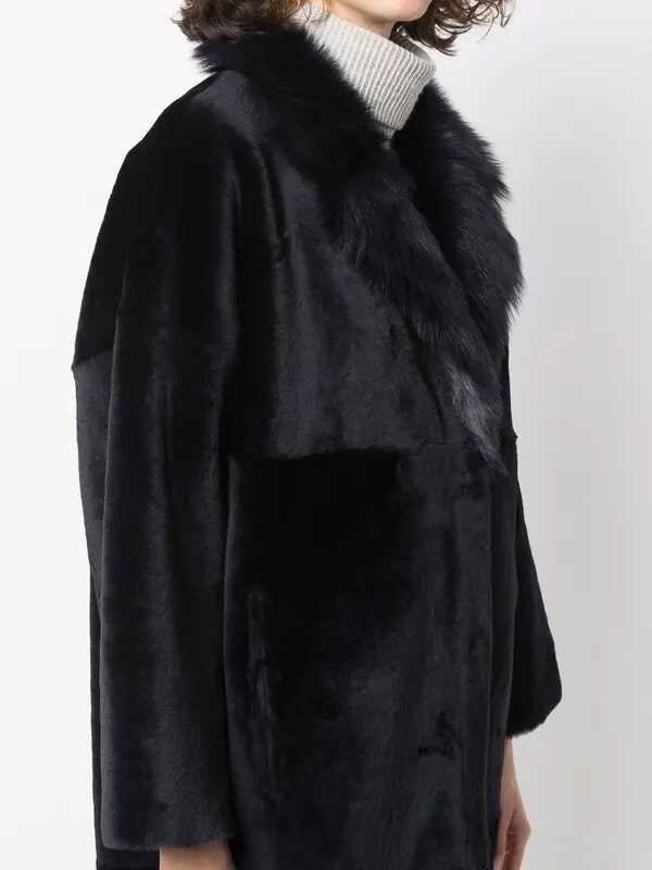 LISKA Single-breasted Shearling Coat - Blue