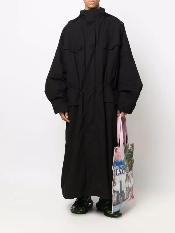 Balenciaga Maxi Evening Parka Coat - Black | Editorialist