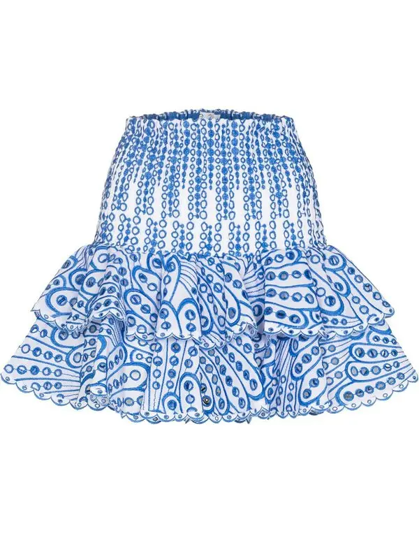 Charo Ruiz Ibiza Embroidered Ruffled Mini Skirt