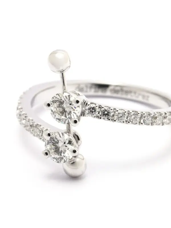 Delfina Delettrez 18kt White Gold Diamond Contrariè Ring - Silver