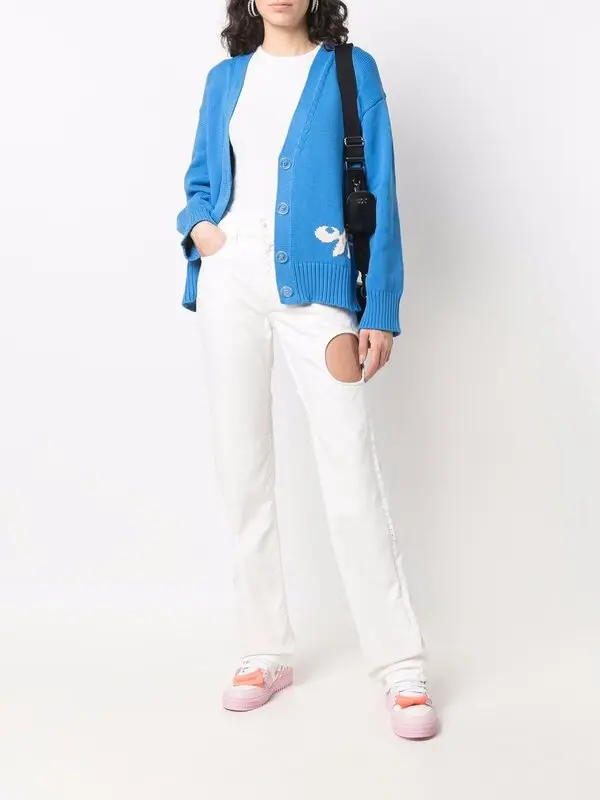 Off-White Straight-leg Jeans With Cutout Detail - White
