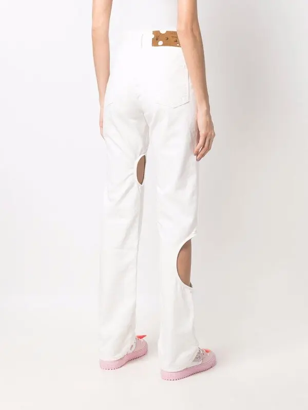 Off-White Straight-leg Jeans With Cutout Detail - White