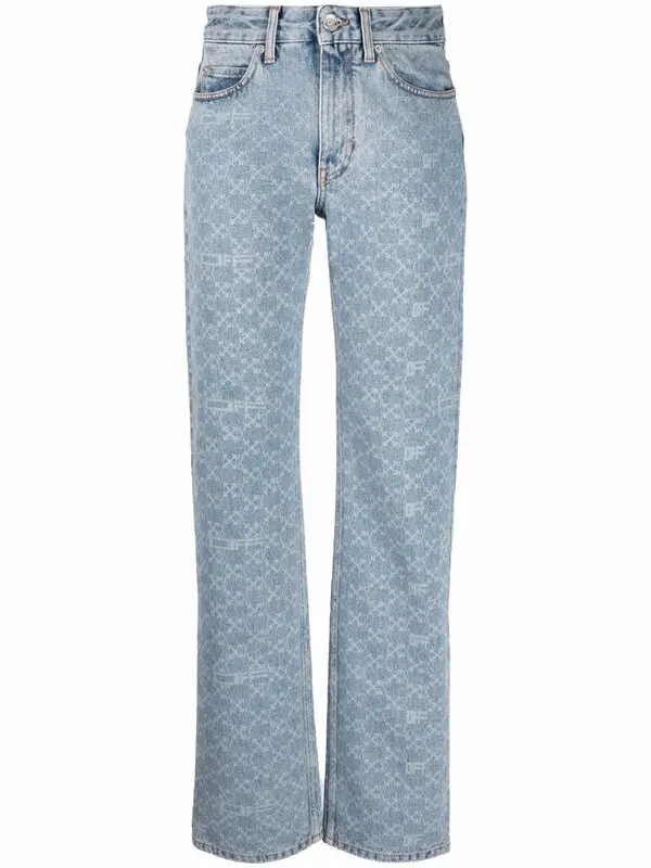 Off-White Monogram-print Straight Leg Jeans