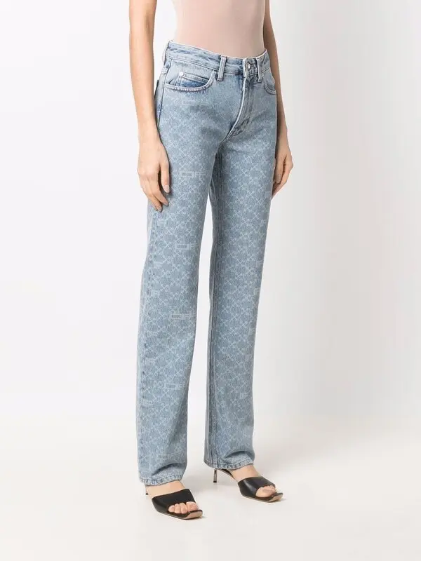 Off-White Monogram-print Straight Leg Jeans