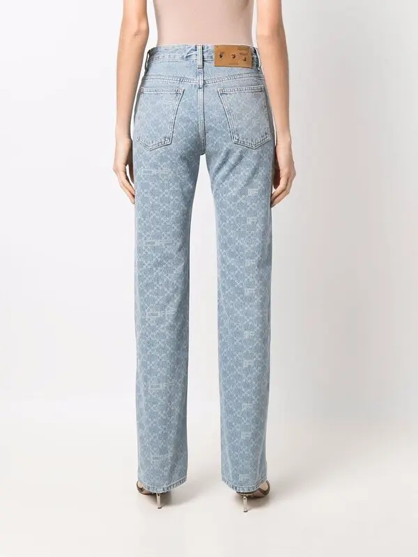 Off-White Monogram-print Straight Leg Jeans