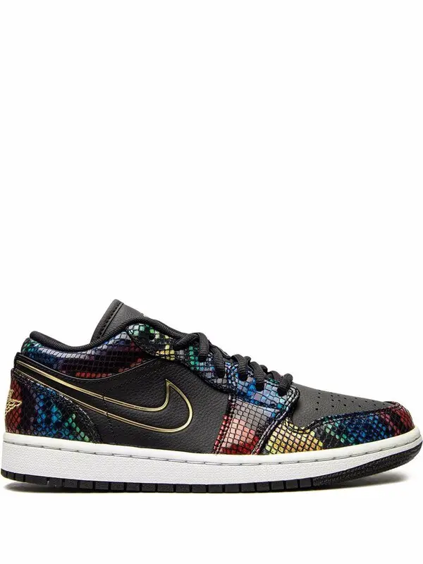 JORDAN Air 1 Low Multicolor Snakeskin Sneakers - Black