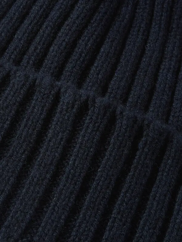 Thom Sweeney Ribbed Cashmere Beanie - Blue