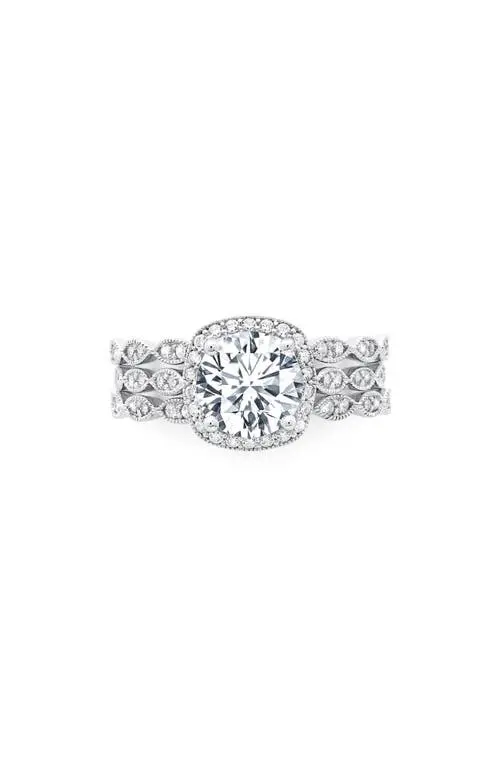 CRISLU Cubic Zirconia Halo Stack Ring - Platinum