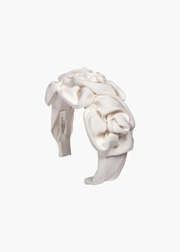 JENNIFER BEHR Triple Rosette Faille Headband - Cream