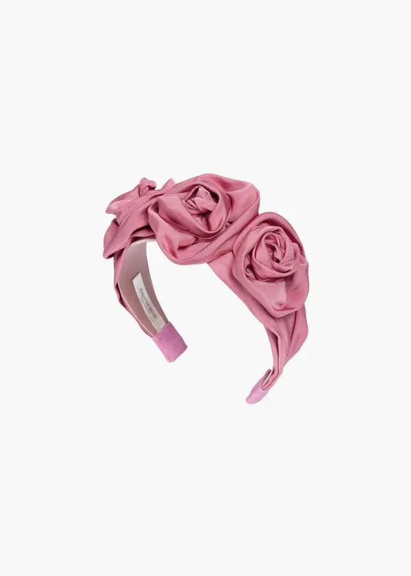 JENNIFER BEHR Triple Rosette Faille Headband - Rose