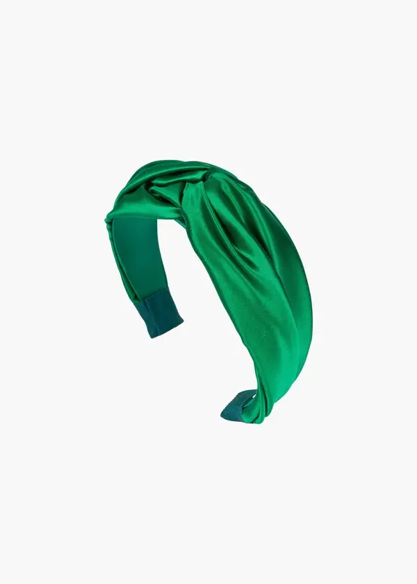 JENNIFER BEHR Twist Silk Satin Headband - Emerald
