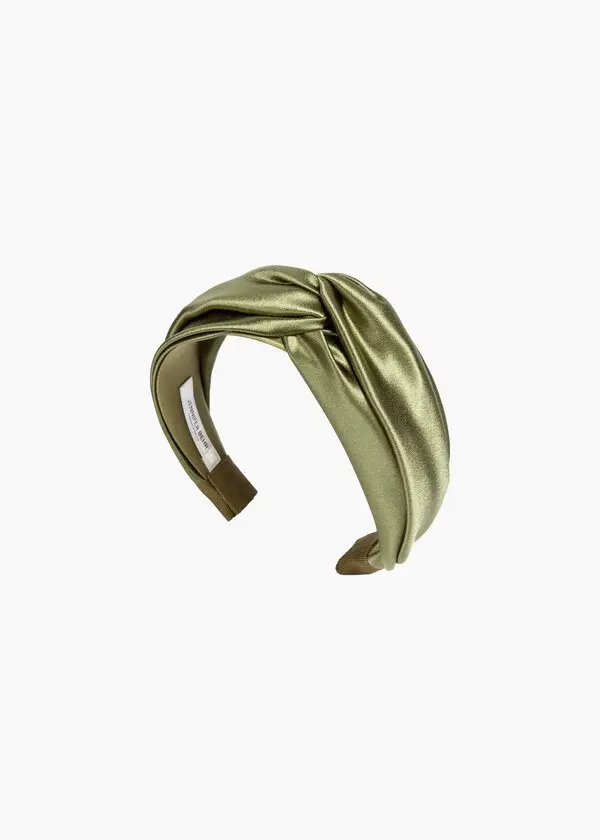 JENNIFER BEHR Twist Silk Satin Headband - Olive