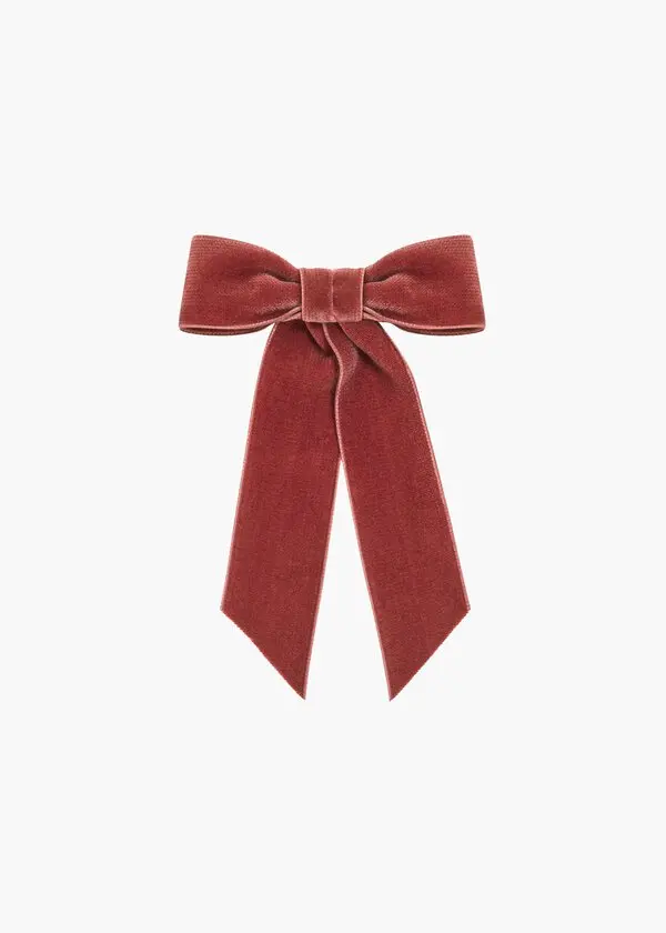 JENNIFER BEHR Wide Velvet Bow Barrette - Antique Rose