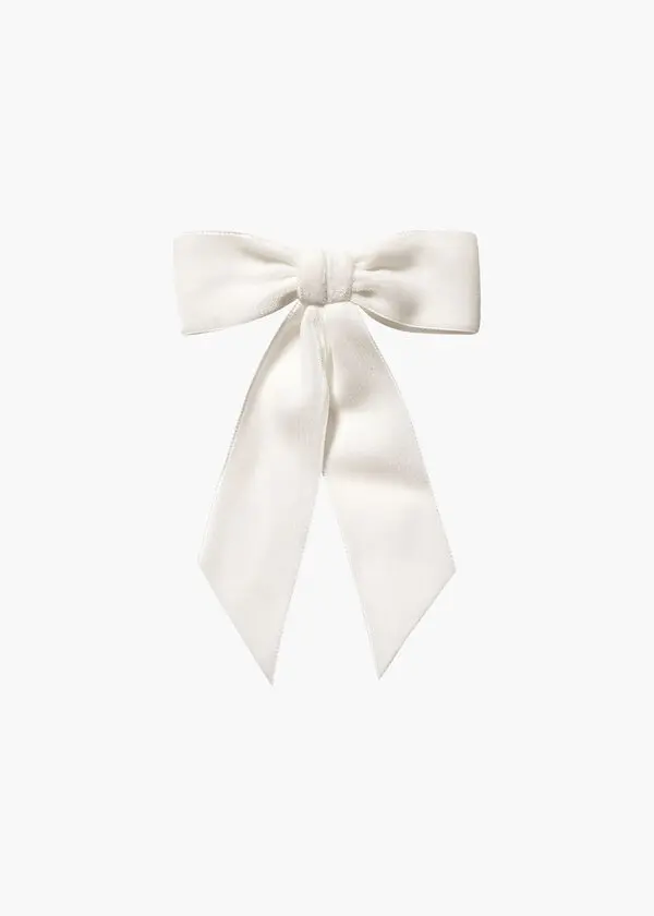 JENNIFER BEHR Wide Velvet Bow Barrette - Cream
