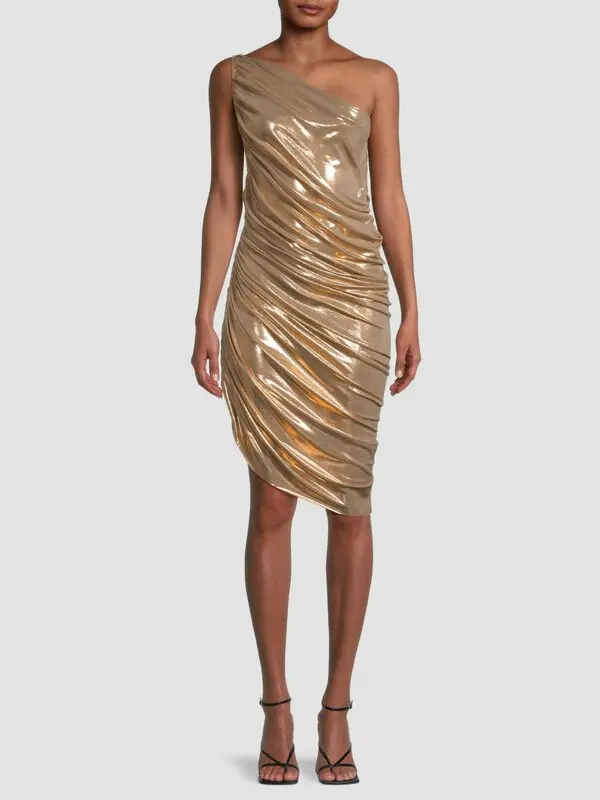 Norma Kamali Diana Metallic One-shoulder Minidress