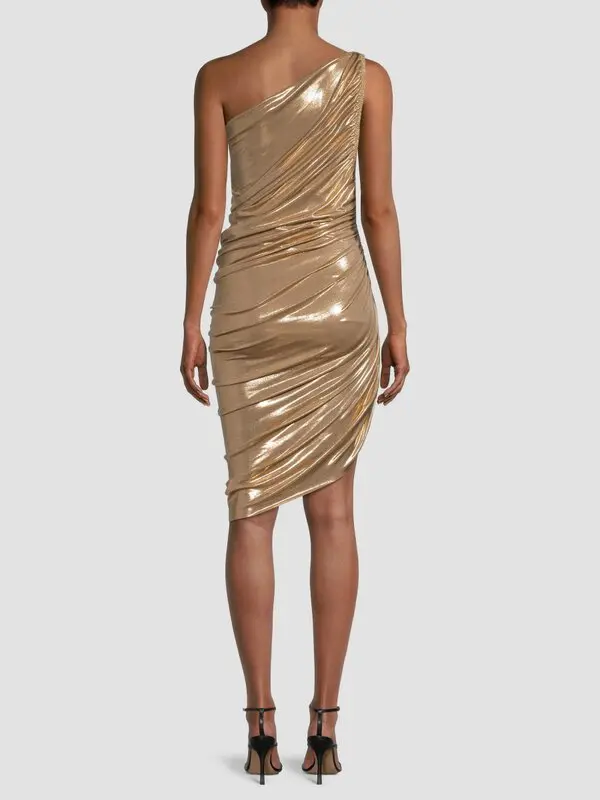 Norma Kamali Diana Metallic One-shoulder Minidress
