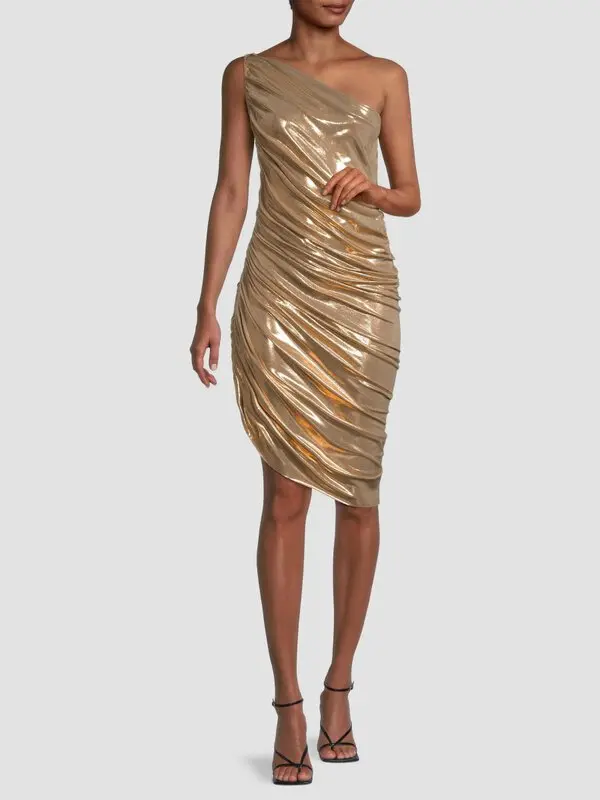 Norma Kamali Diana Metallic One-shoulder Minidress