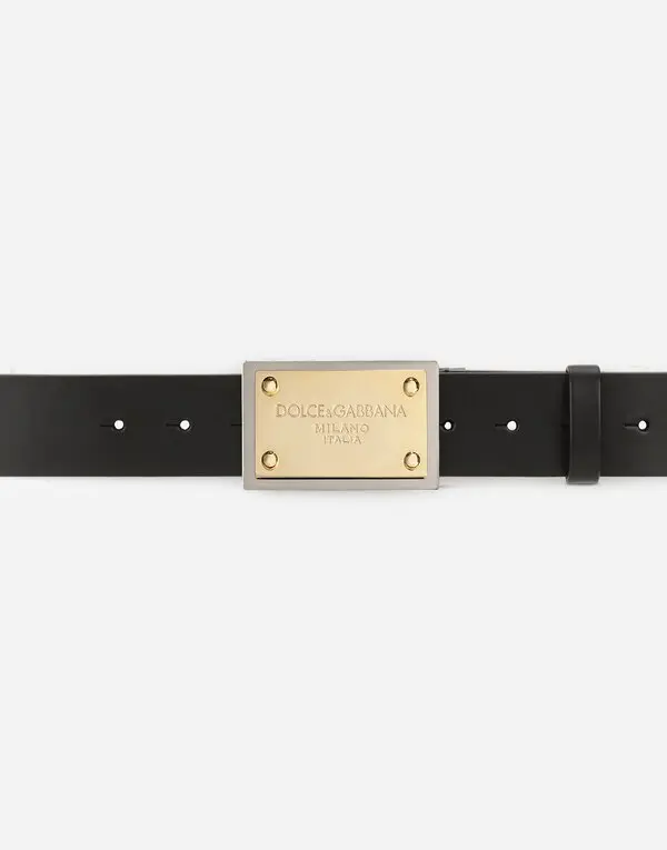 Dolce & Gabbana Leather Belt With Branded Buckle