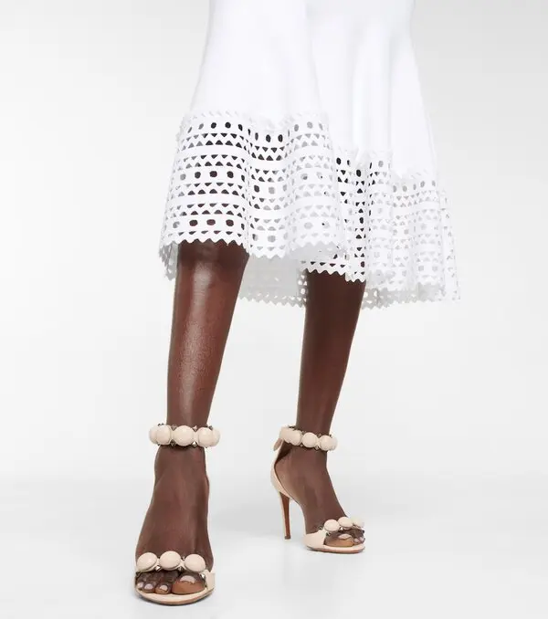 Alaïa La Bombe 90 Leather Sandals - Beige