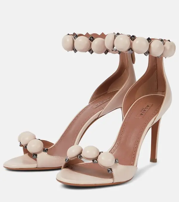 Alaïa La Bombe 90 Leather Sandals - Beige