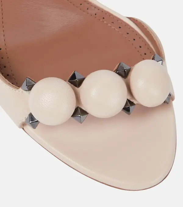 Alaïa La Bombe 90 Leather Sandals - Beige