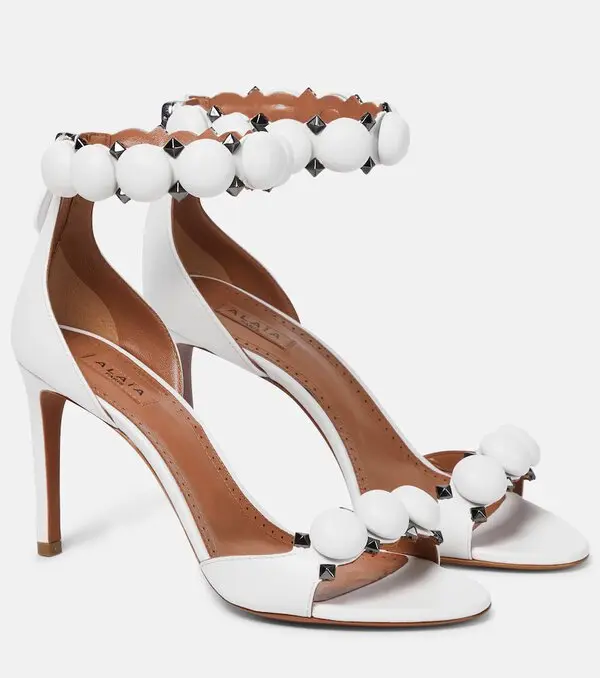 Alaïa La Bombe 90 Leather Sandals - White