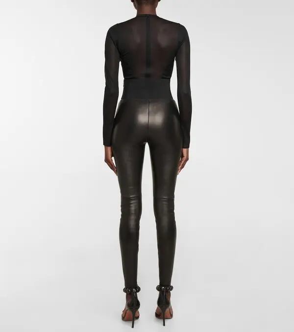 Alaïa Belted High-rise Leather Leggings