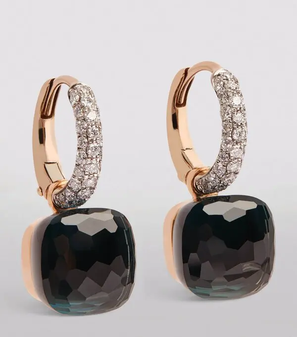 Pomellato Mixed Metal, Diamond, And London Topaz Nudo Drop Earrings - Blue