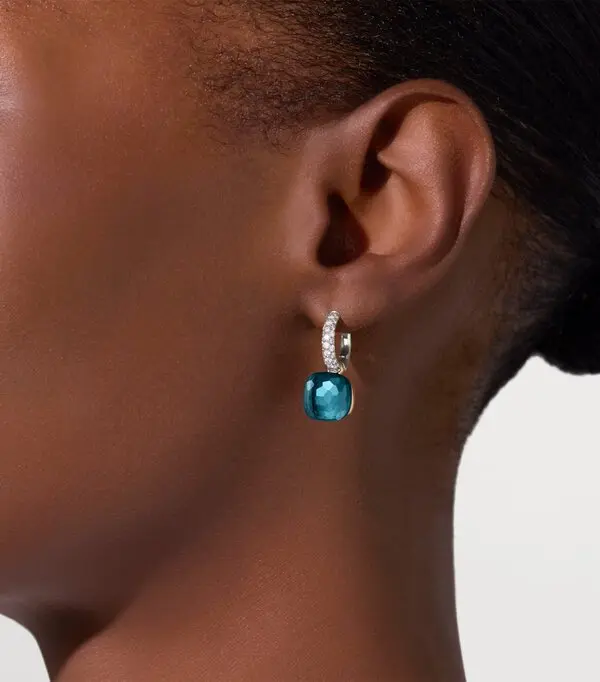 Pomellato Mixed Metal, Diamond, And London Topaz Nudo Drop Earrings - Blue