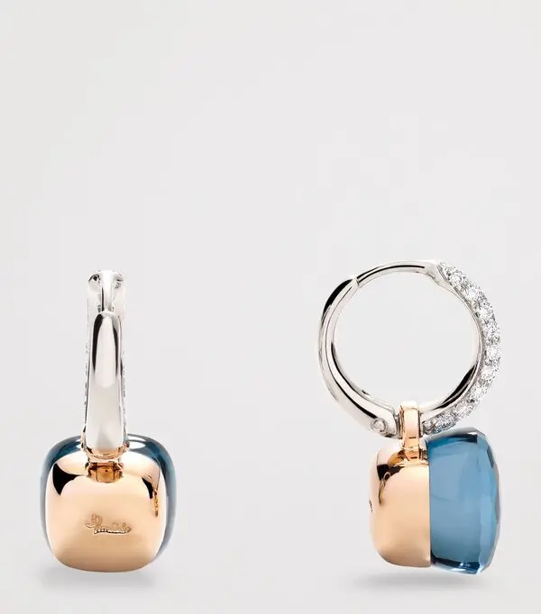 Pomellato Mixed Metal, Diamond, And London Topaz Nudo Drop Earrings - Blue