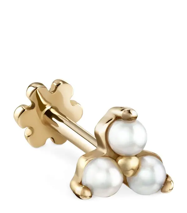 MARIA TASH Pearl Trinity Threaded Stud Earring - Gold