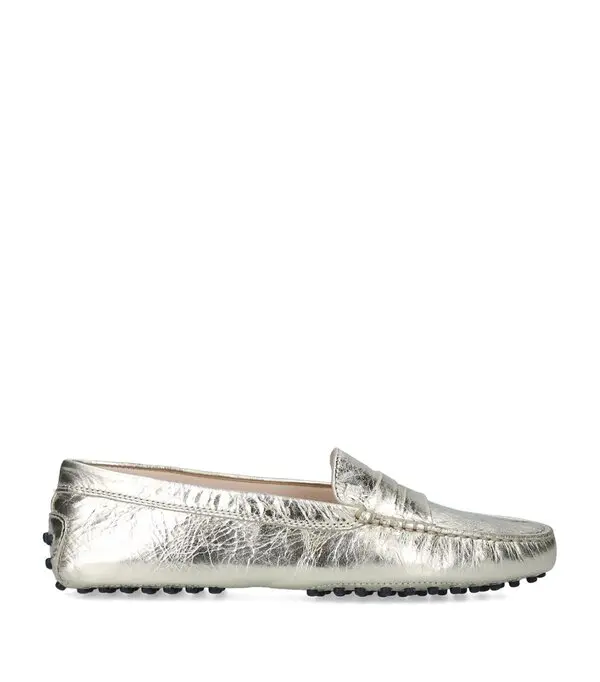 TOD'S Leather Gommino Driving Shoes - Gold
