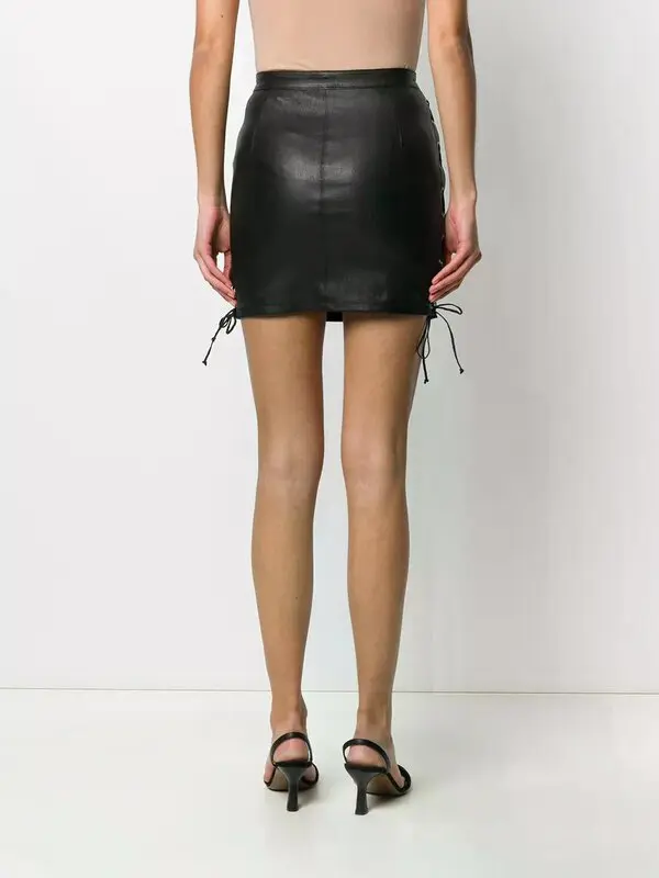 BEN TAVERNITI UNRAVEL PROJECT Laced Leather Mini Skirt - Black