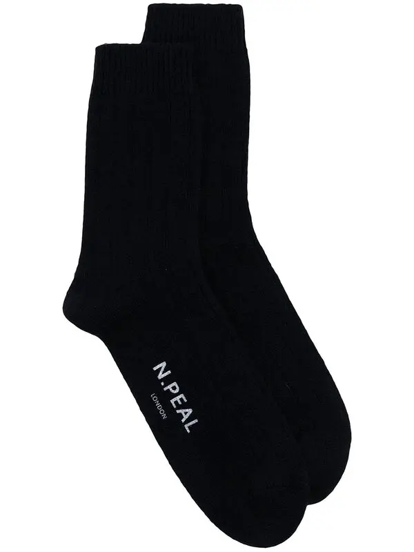 N.peal Logo-print Cashmere Ankle Socks - Blue