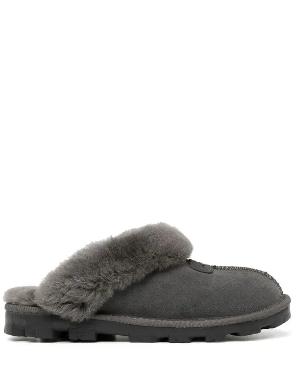 UGG Coquette Fur-trimmed Slippers - Grey
