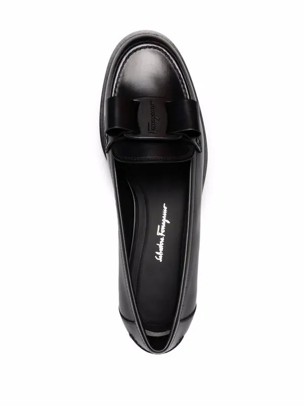 FERRAGAMO Vivaldo Leather Ballerina Shoes
