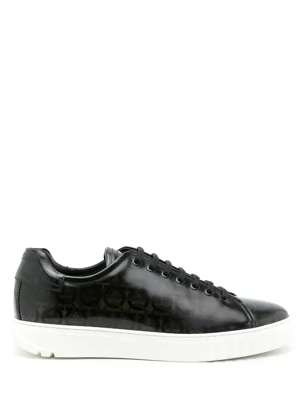 FERRAGAMO Cube Gancini-print Sneakers - Black