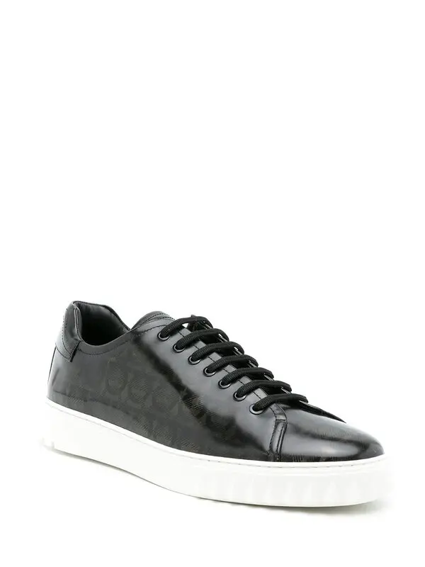 FERRAGAMO Cube Gancini-print Sneakers - Black