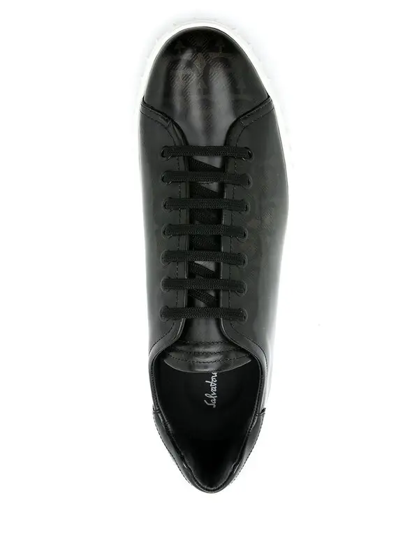 FERRAGAMO Cube Gancini-print Sneakers - Black