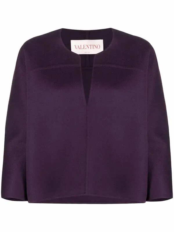 Valentino Garavani V-neck Cropped-sleeve Knitted Top