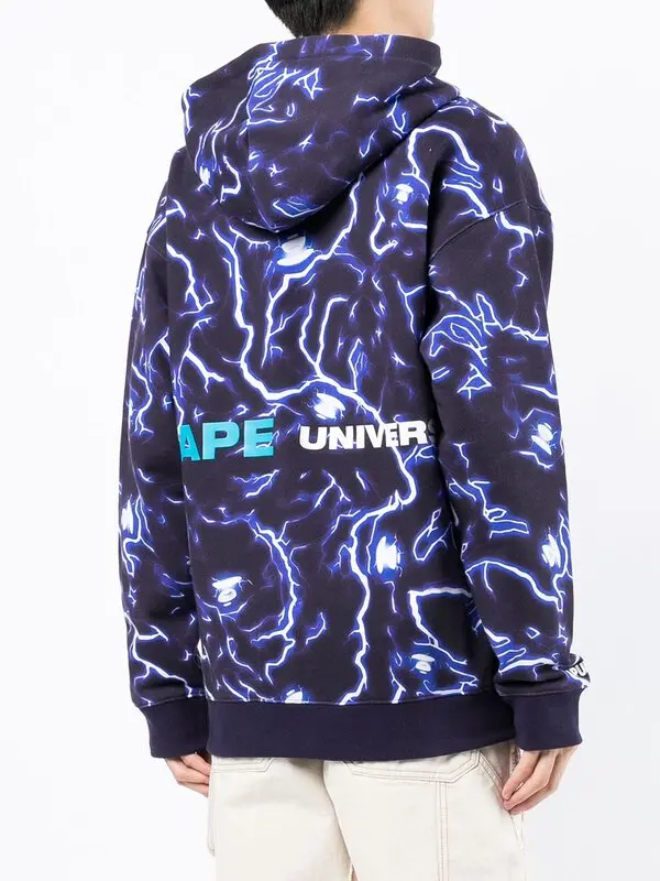 Aape By *A Bathing Ape® Lightning Bolt-Motif Zip-Up Hoodie In Blue