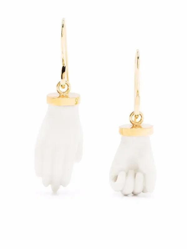 ANDRES GALLARDO Little Hand Pendant Earrings - White