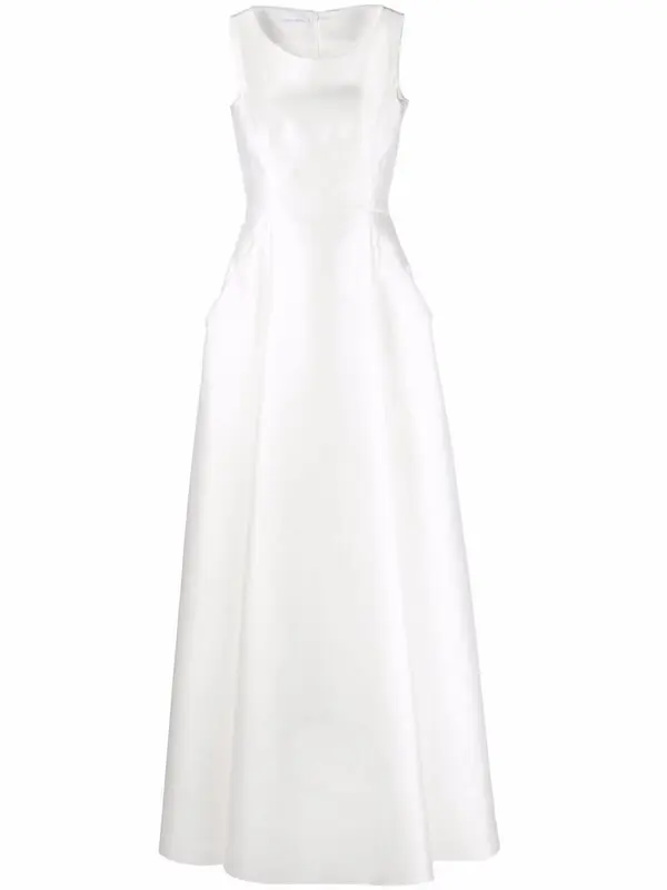 Alberta Ferretti Pleated Duchess Satin Gown