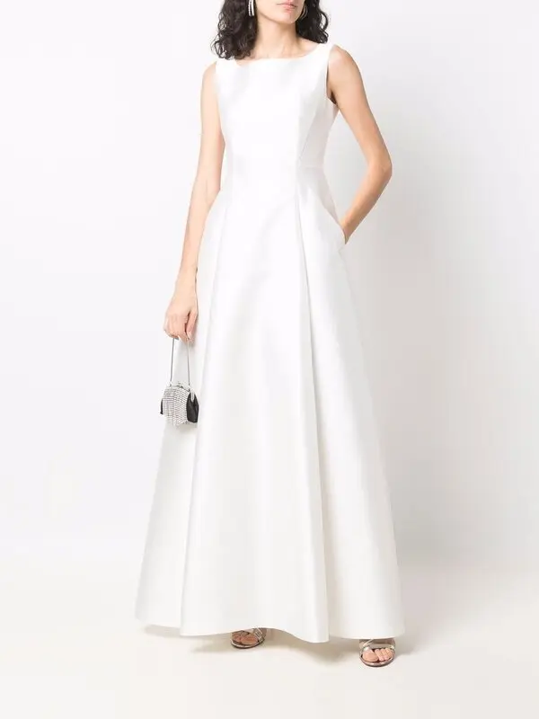 Alberta Ferretti Pleated Duchess Satin Gown