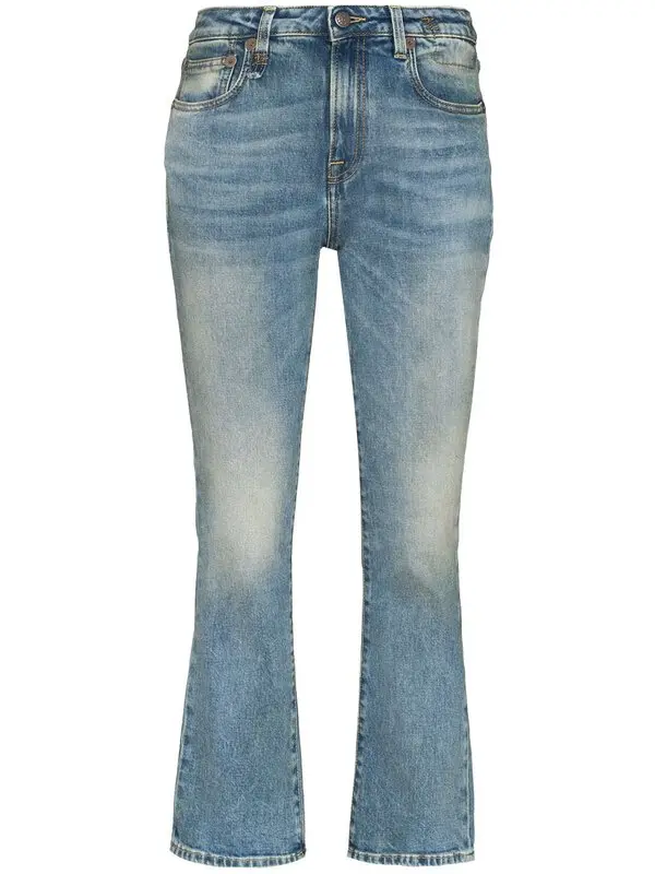 R13 Mid-rise Flared Cropped Jeans - Blue