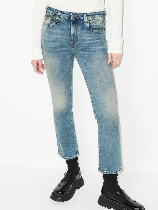 R13 Mid-rise Flared Cropped Jeans - Blue