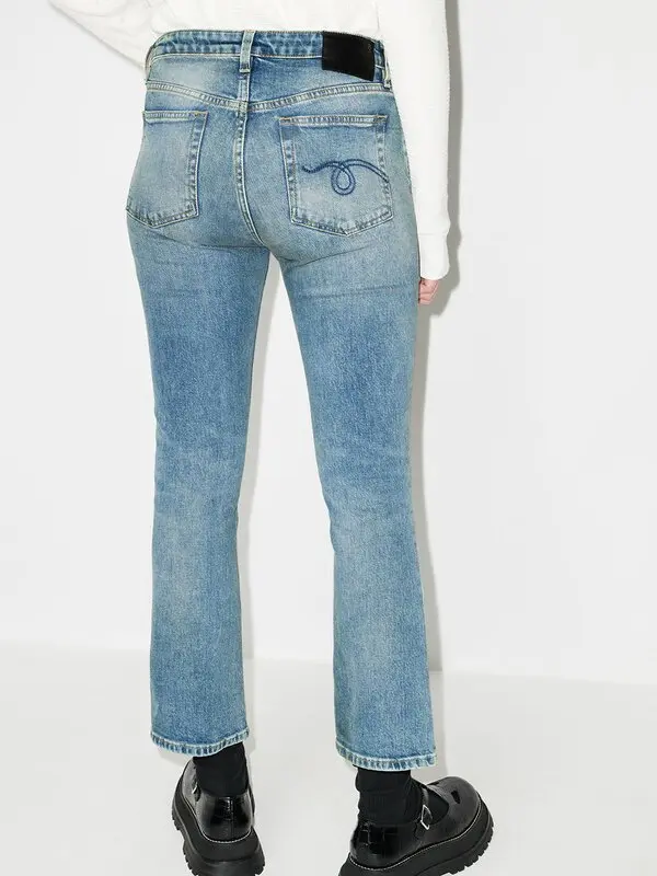 R13 Mid-rise Flared Cropped Jeans - Blue