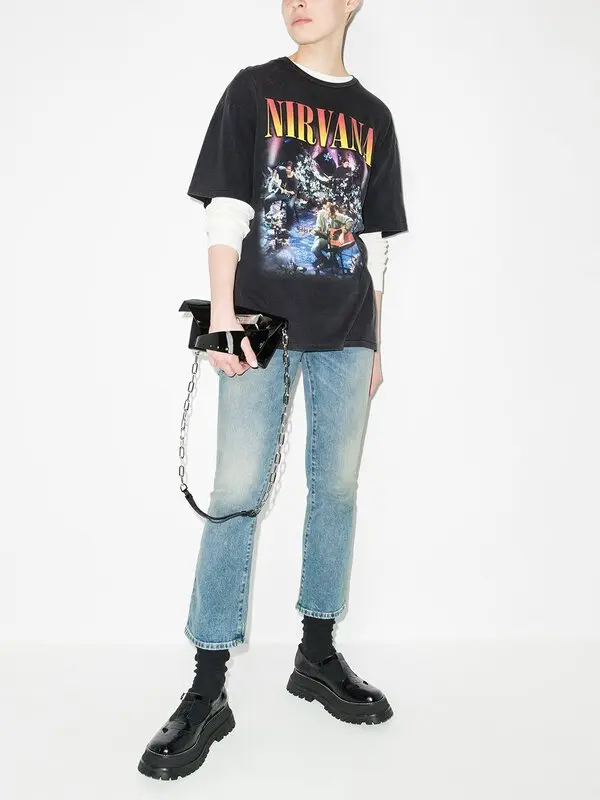 R13 Mid-rise Flared Cropped Jeans - Blue