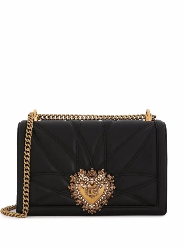 Dolce & Gabbana Large Devotion Quilted Shoulder Bag - Black