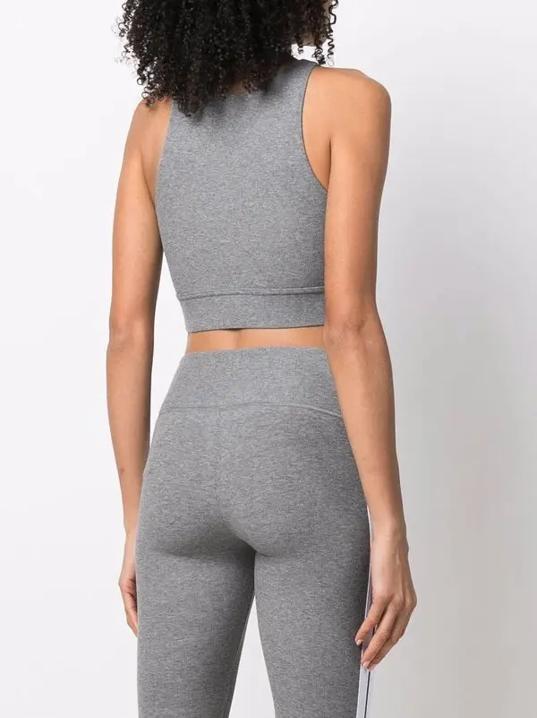 Palm Angels Logo-print Ribbed Sports Bra - Grey